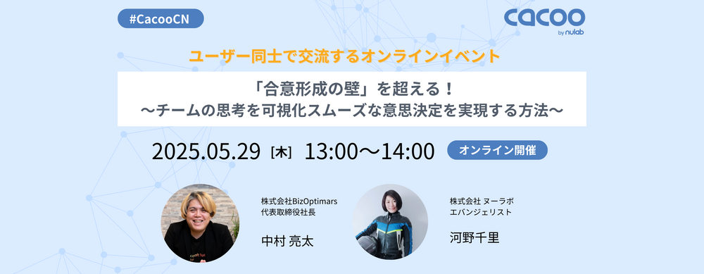Cacoo Connect vol.4 Online「合意形成の壁」を超える〜チームの思考を可視化、スムーズな意思決定を実現する方法 ...